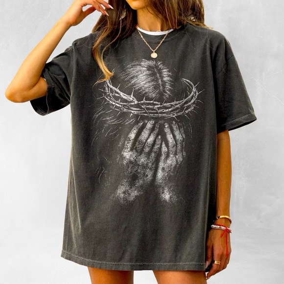 Gildan | Shirts | Vintage 9s Jesus Graphic Black Shirt Retro Easter ...